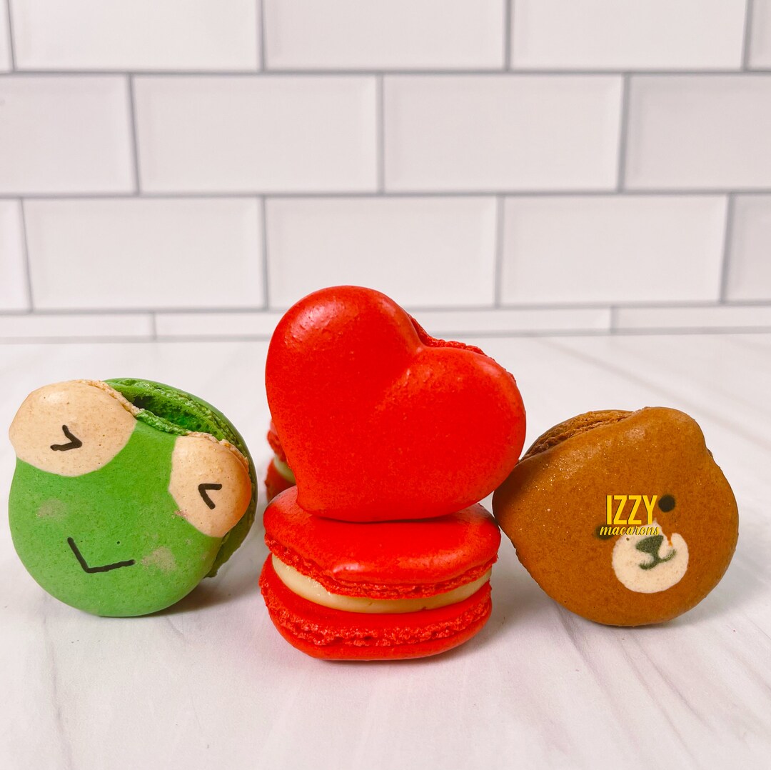 Heart/ Bear/ Frog French Macarons 6, 12 or 24 - Choose Your Flavors/ Any Shape - Edible ...