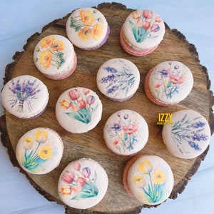Spring Flowers French Macarons 12 or 24 - Choose Your Flavors - Spring ...