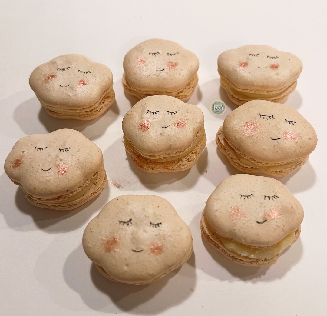 Clouds French Macarons With Face Baby Shower/kids Party Macaroons 6 or ...