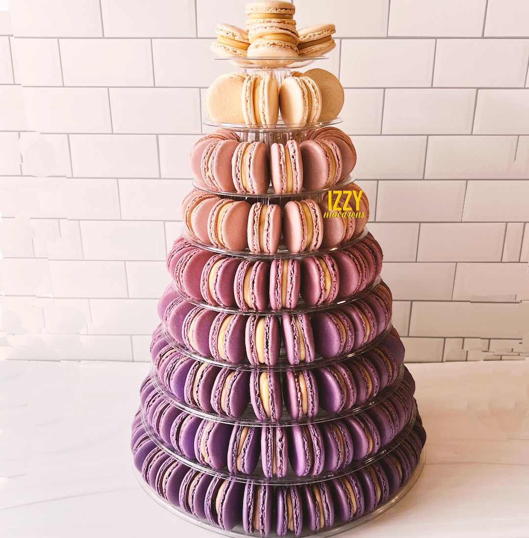 Purple Ombré Macaron Tower - 200 Macarons - Add String Lights - Tower Stand Included - Baby ...