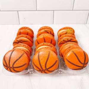 Basketball French Macarons 6, 12 or 24 - Choose Your Flavors - Edible ...