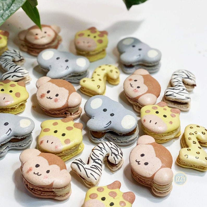 Zoo Animals French Macarons 12 or 24 - Choose Your Flavors - Elephant ...