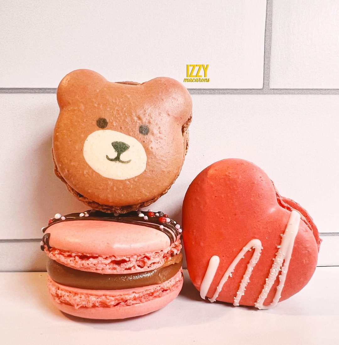 Valentine's Macarons - Bear, Heart, Chocolate Covered Strawberry - 6,12 ...