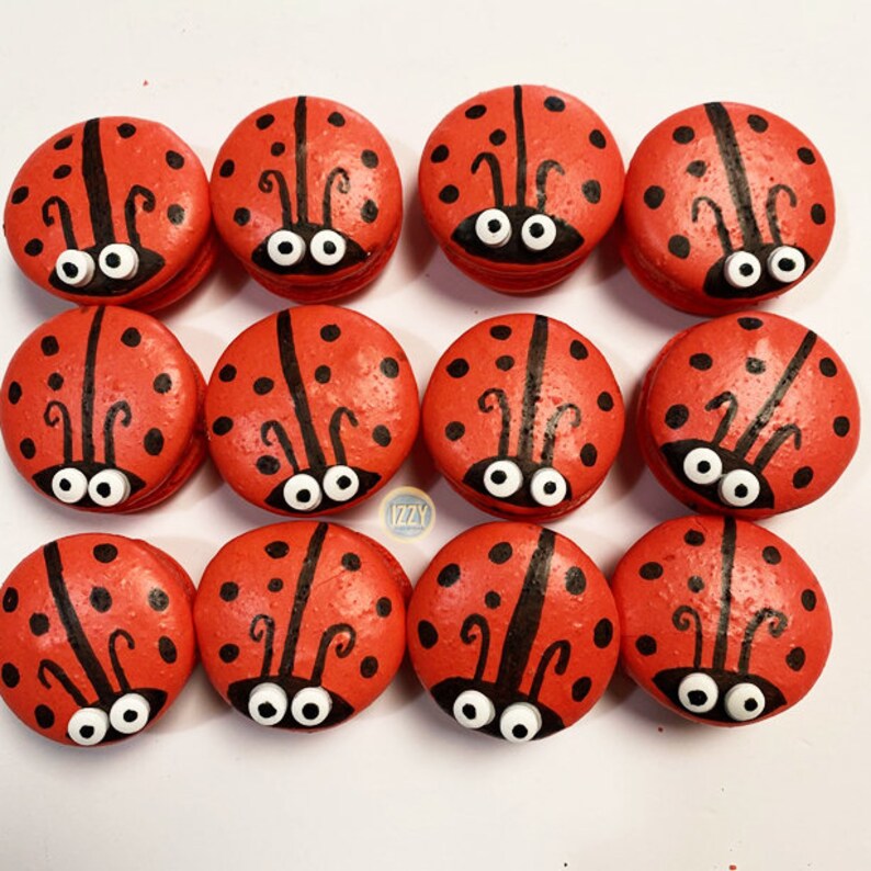 LadyBug Macarons 12 or 24 Choose your flavors Edible | Etsy