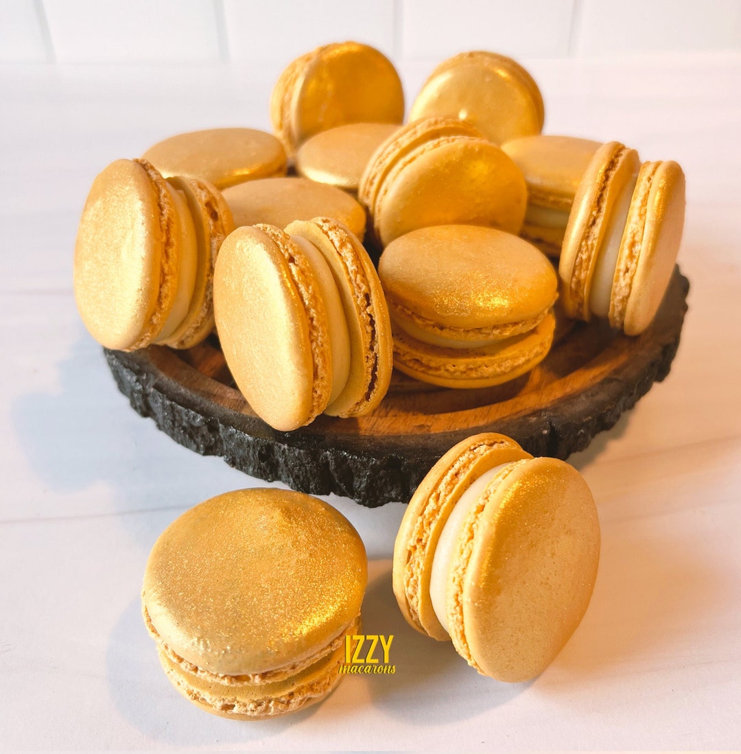 Gold French Macarons Gift - 12- Choose Your Flavors - Edible Macaroons ...