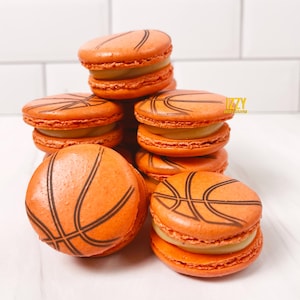Basketball French Macarons 6, 12 or 24 - Choose Your Flavors - Edible ...