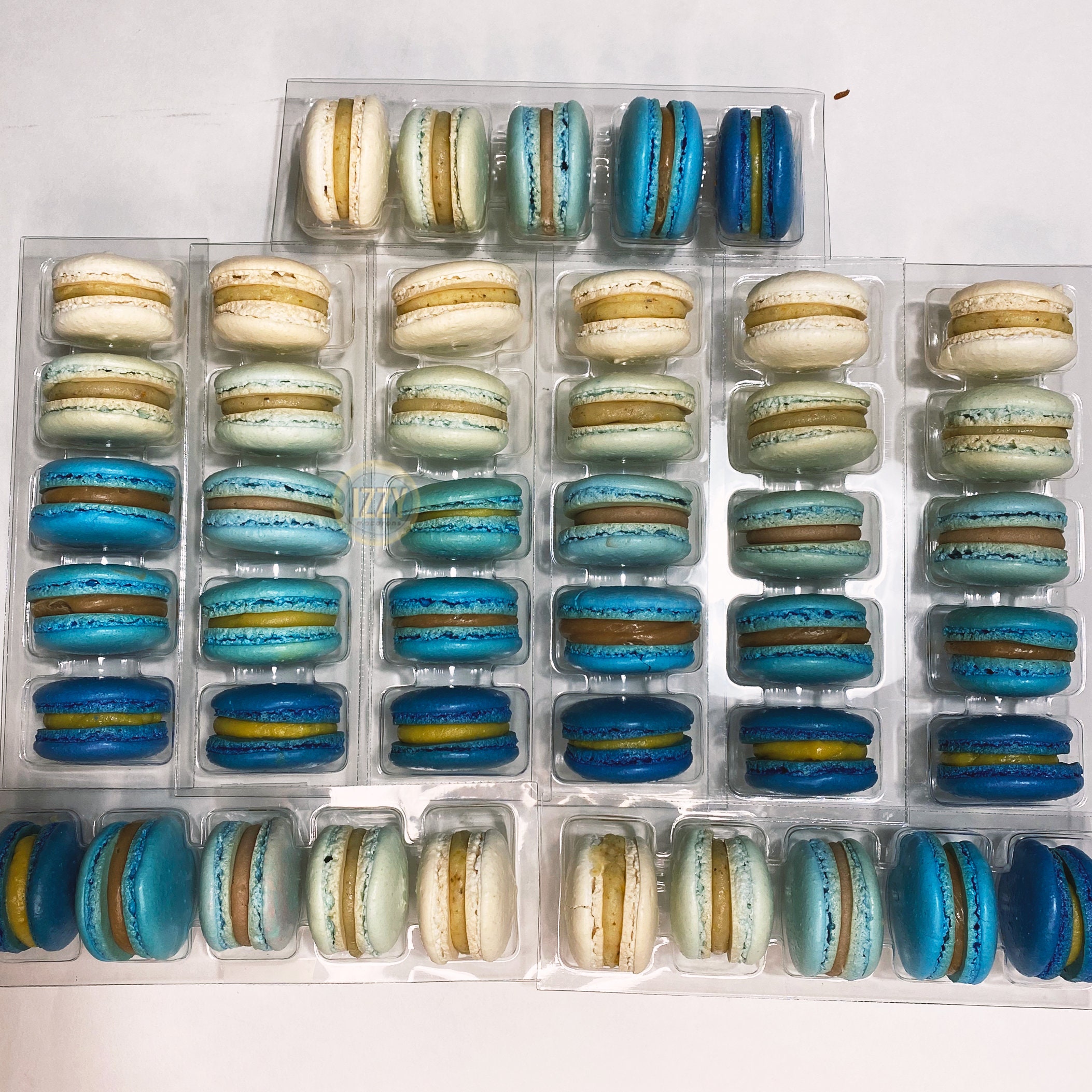 12 Blue French Macarons White to Blue/fading Macarons Pack - Etsy