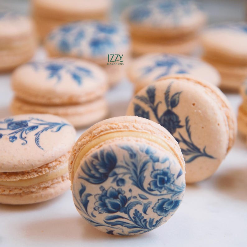 Blue Flower Macarons - Blue Summer Spring Flower/ Wedding Flower ...