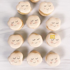 Clouds French Macarons With Face - Baby Shower/kids Party Macaroons 6 ...