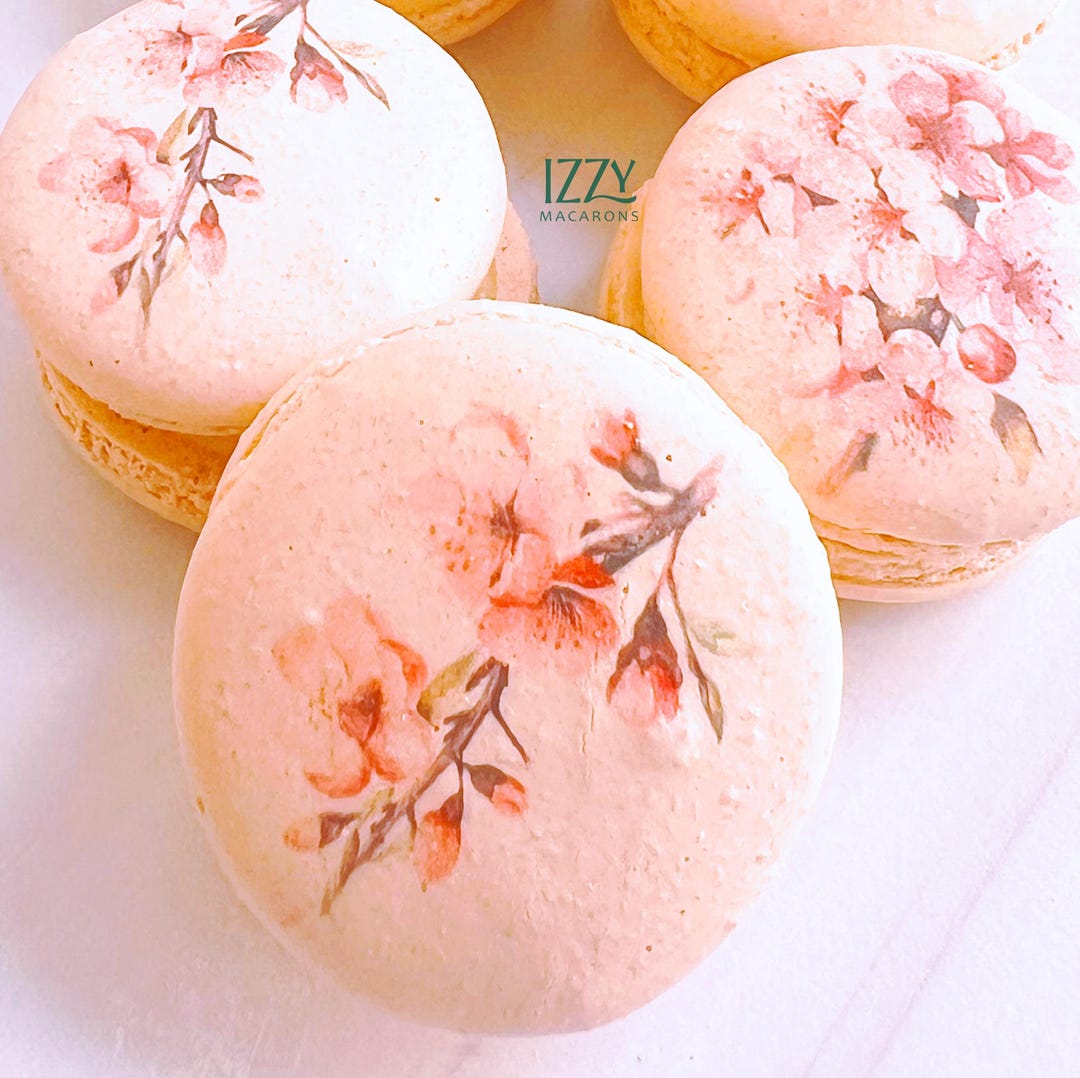 Cherry Blossom Macarons - Spring Flowers French Macarons 12 or 24 ...