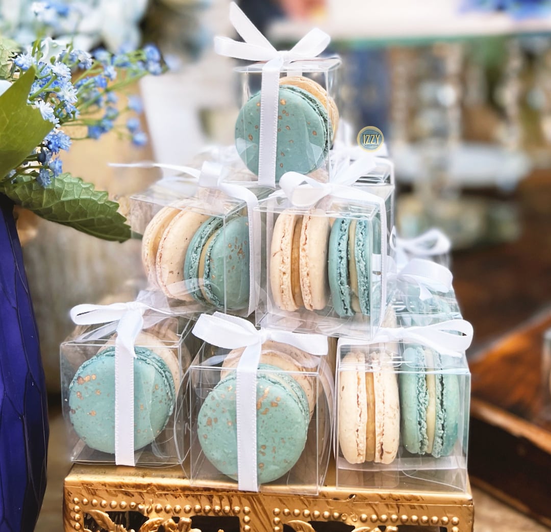 Party Macarons Favor Clear Box With 2 - Party Favor - Choose Color ...