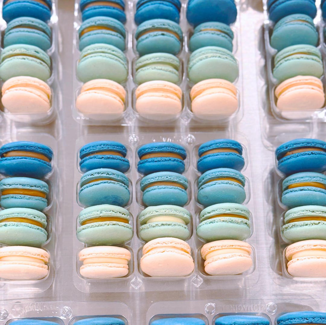 Blue French Macarons - White to Blue/fading Macarons Pack - Baby Shower ...