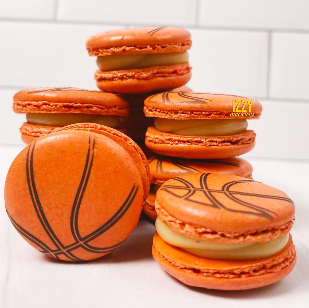 Basketball French Macarons 6, 12 or 24 - Choose Your Flavors - Edible ...