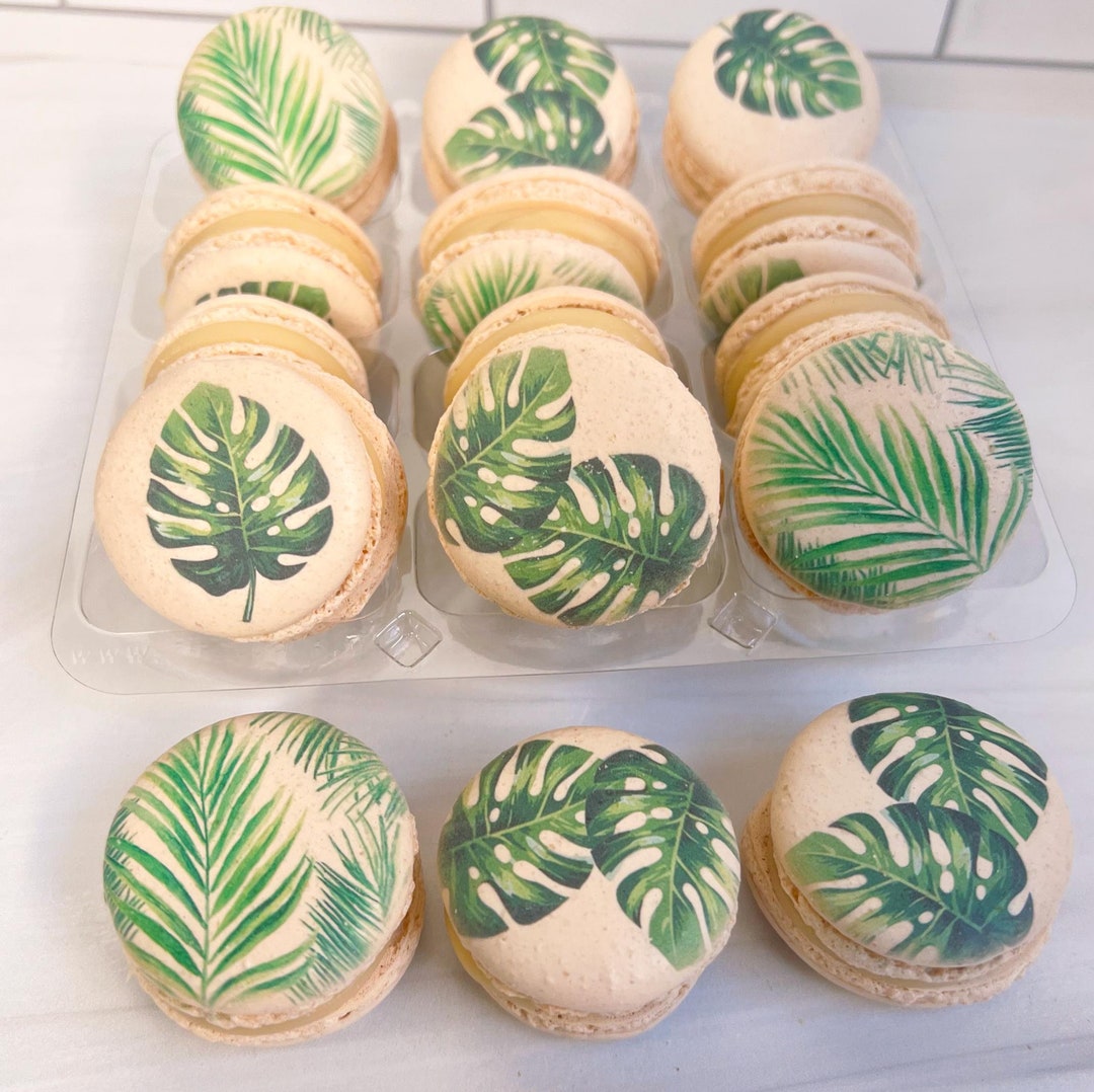 Tropical Leaf French Macarons 12 or 24 - Choose Your Flavors - Tropical ...