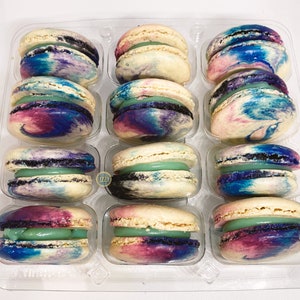 Galaxy Macarons - 12 - Choose Your Flavor - French Macaroons - Galaxy Swirl Tie Dye Macarons ...
