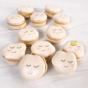 Clouds French Macarons With Face - Baby Shower/kids Party Macaroons 6 ...