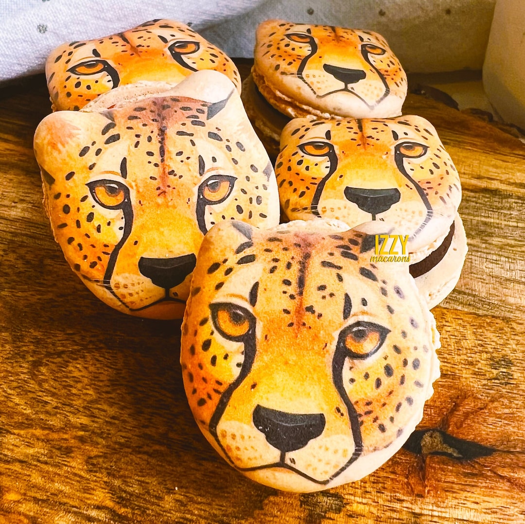 Cheetah French Macarons 12 or 24 - Choose Your Flavors - Edible ...