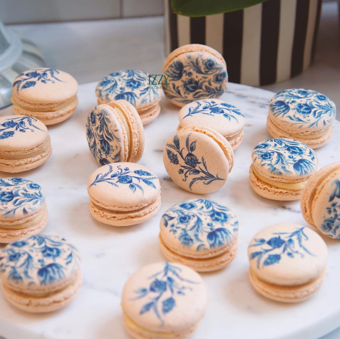 Blue Flower Macarons - Blue Summer Spring Flower/ Wedding Flower ...