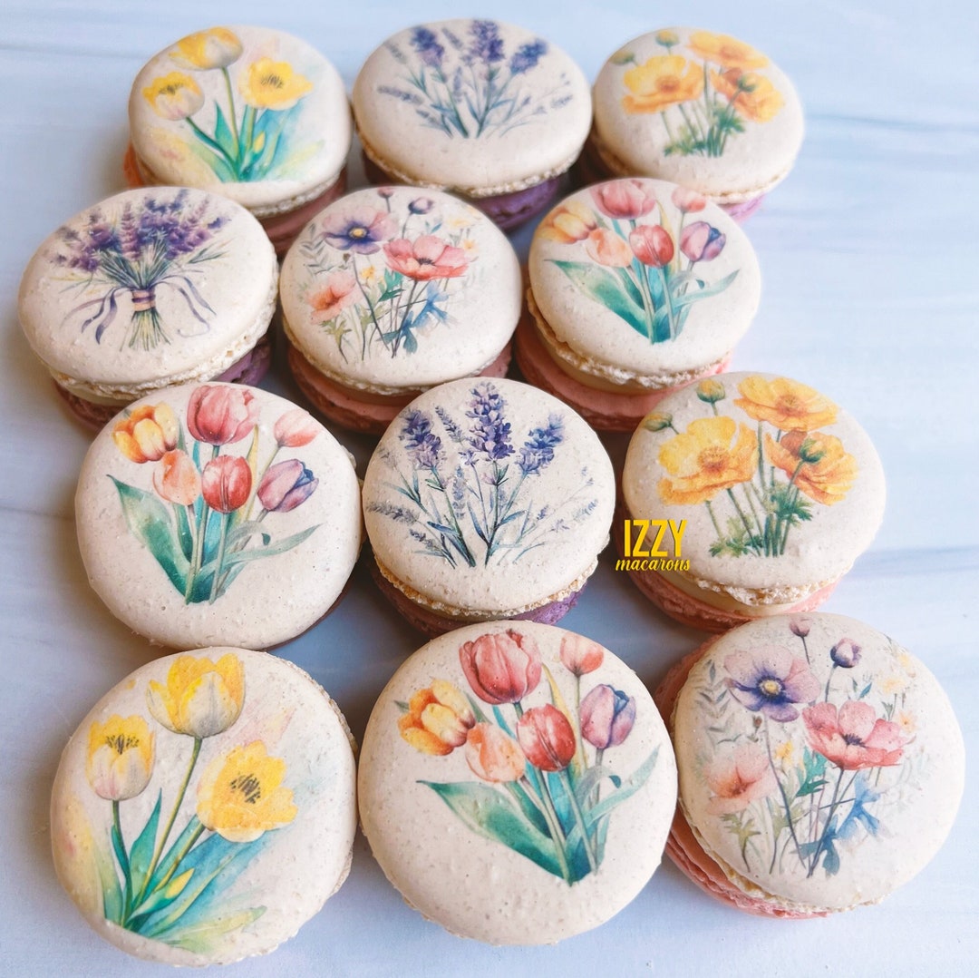 French Macarons Spring Flowers - Choose Your Flavors - Spring, Lavender ...