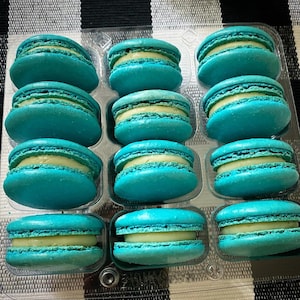 Teal Blue French Macarons - 6.12 or 24 - Cheesecake Flavor Macaroons ...