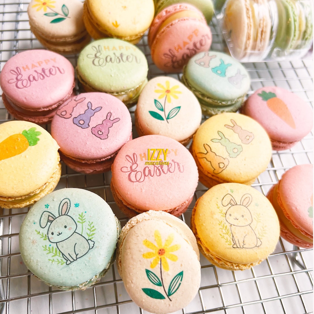 Easter French Macarons - 6,12,24 Pastel Colors - Assorted Prints ...
