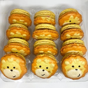 Lion French Macarons - 6, 12 or 24 Zoo Animals Gift Box Macarons - Baby ...