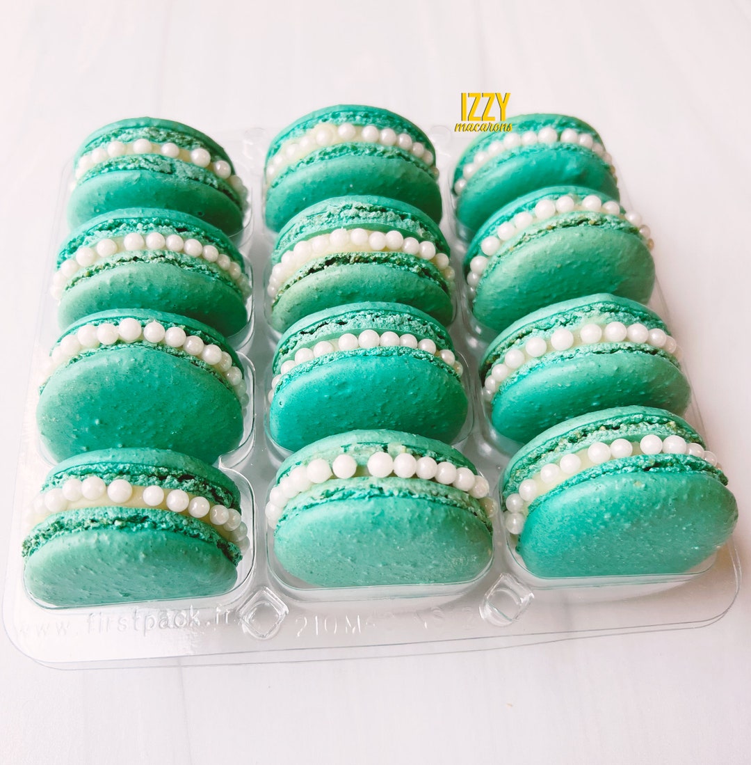 Blue Teal Macarons With Pearl - French Macarons Gift - Choose Your ...