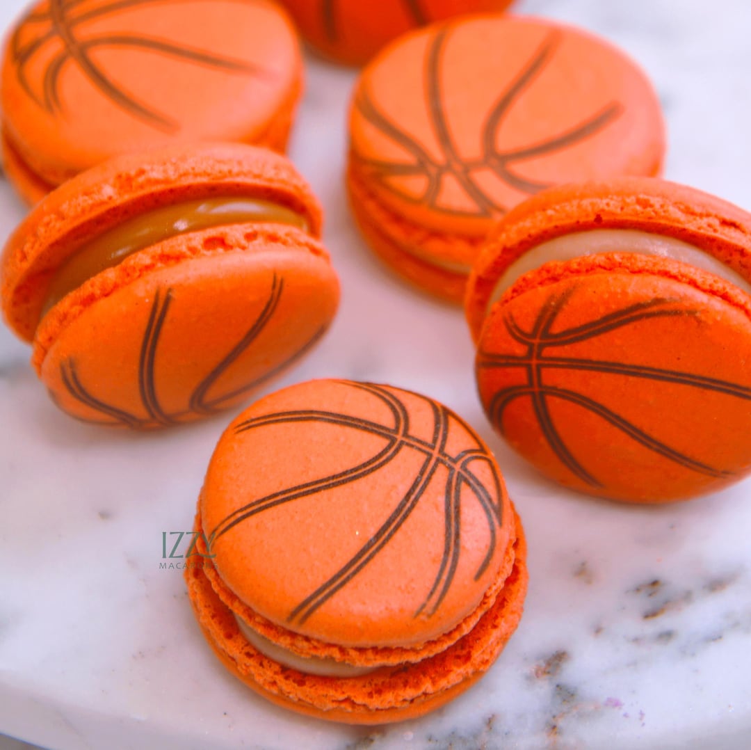 Basketball French Macarons 6, 12 or 24 - Choose Your Flavors - Edible ...