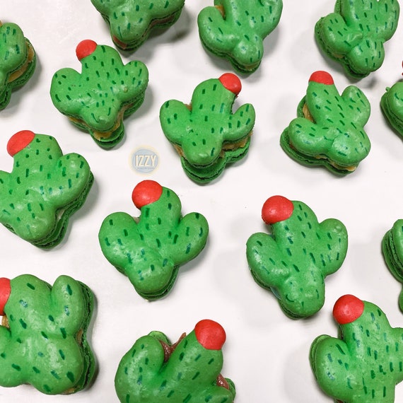 Cactus French Macarons 12 or 24 Choose Your Flavors Edible | Etsy