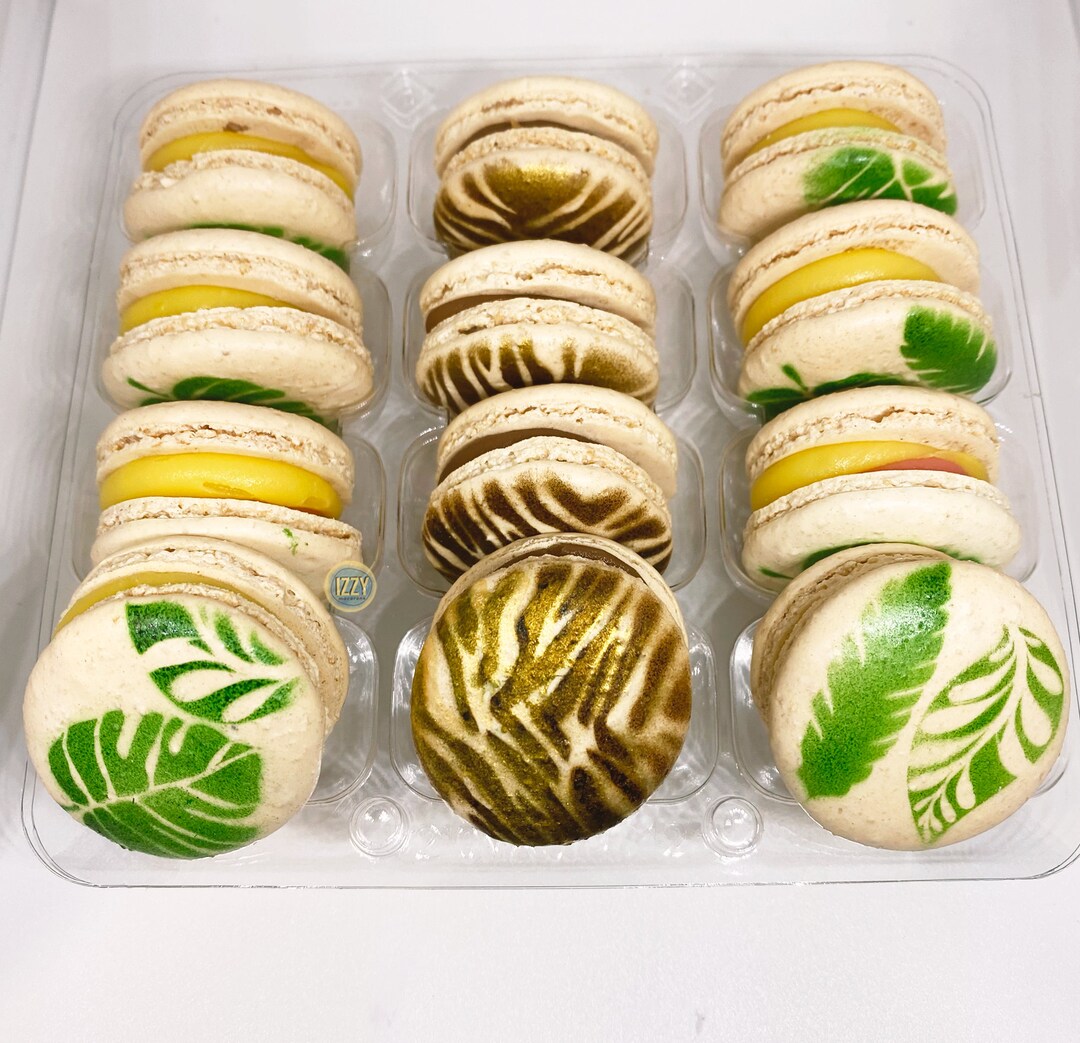 Tropical Leaf/animal Prints French Macarons 12 or 24 - Choose Your ...