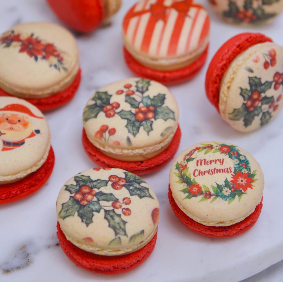 Red Christmas French Macarons - Winter Macaroons - Holiday Cookies ...