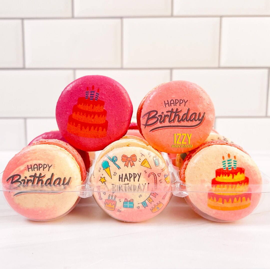 Pink Happy Birthday French Macarons Gifts - 6/12/24 - Personalize With ...