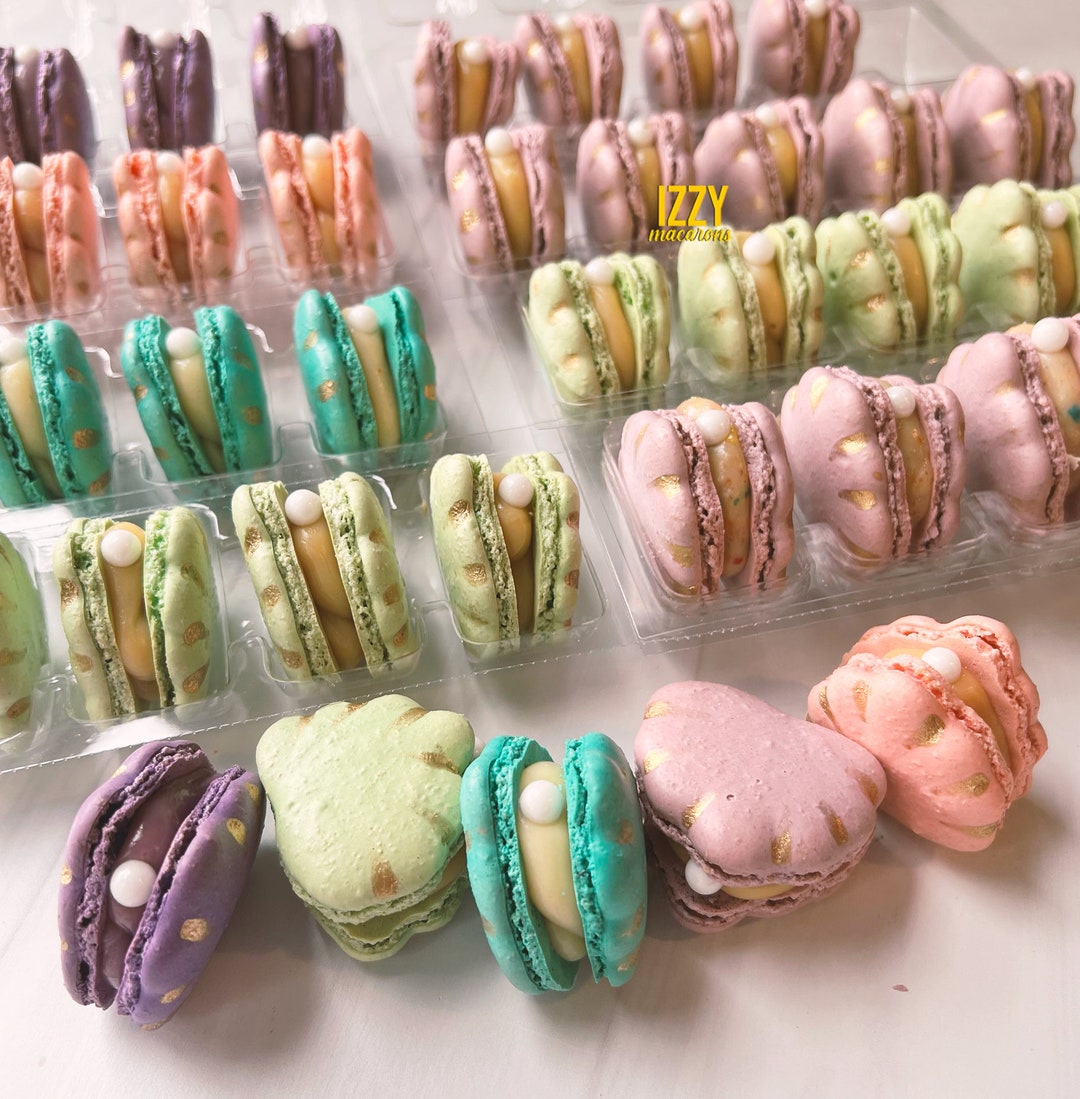 Seashell Macarons 15 or 30 - Choose Your Flavors - Edible Macaroons - French Cookies - Seashell ...