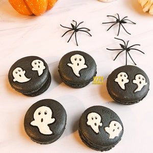 Black Ghosts - Halloween Macarons - 6/12/24 - Halloween Cookies French ...