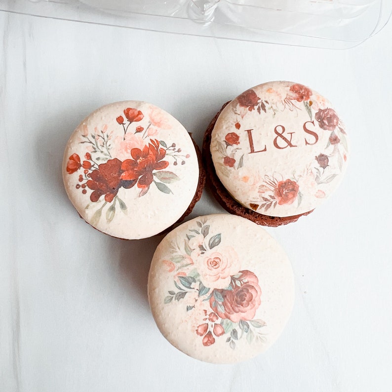 Macarons With Name Monogram Logo/ Spring Flowers - French Macarons ...