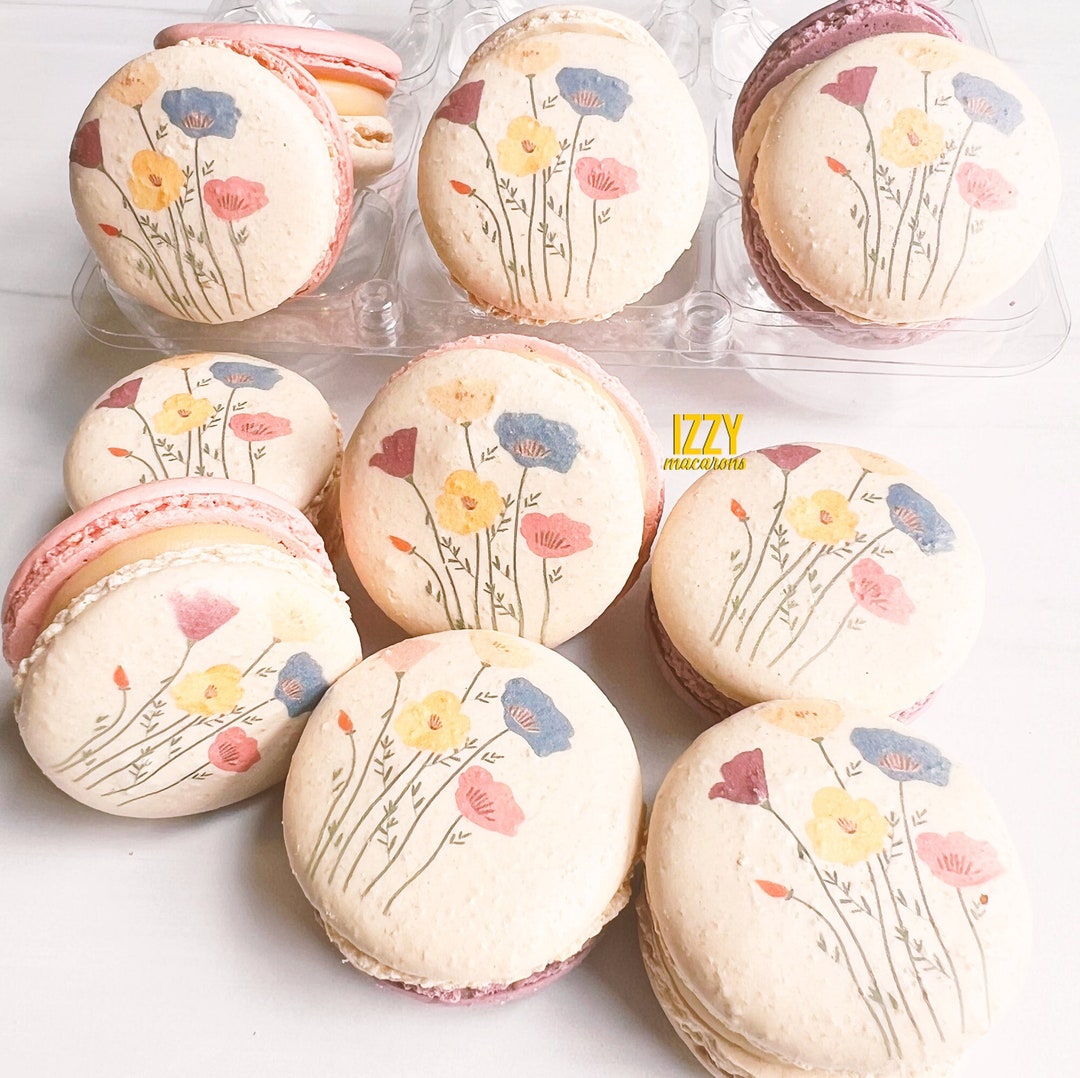 Poppy Flower French Macarons Spring Flowers - Choose Your Flavors ...