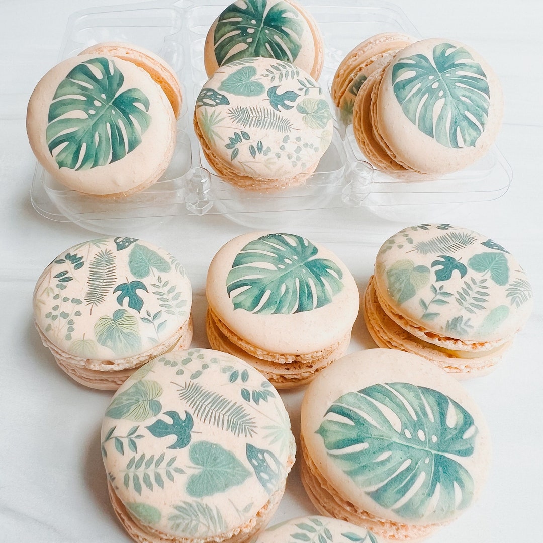 Tropical Leaf French Macarons 12 or 24 Choose Your Flavors Tropical ...