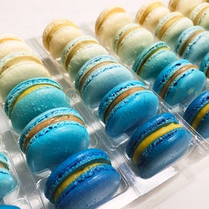 Blue French Macarons - White to Blue/fading Macarons Pack - Baby Shower ...