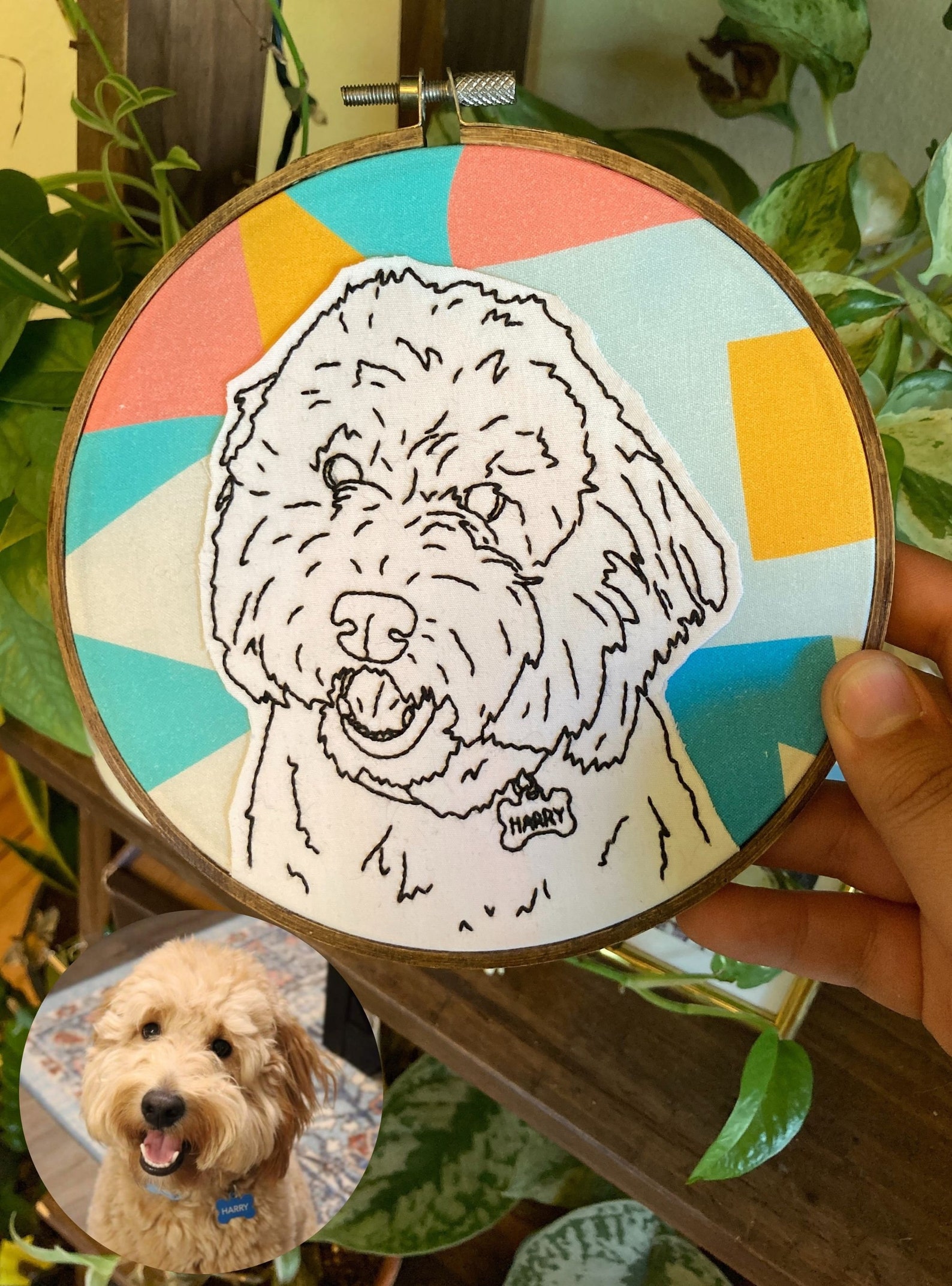 Custom Pet Portrait Hand Embroidery / Minimalist Pet Art/ 6 Inch Hoop ...