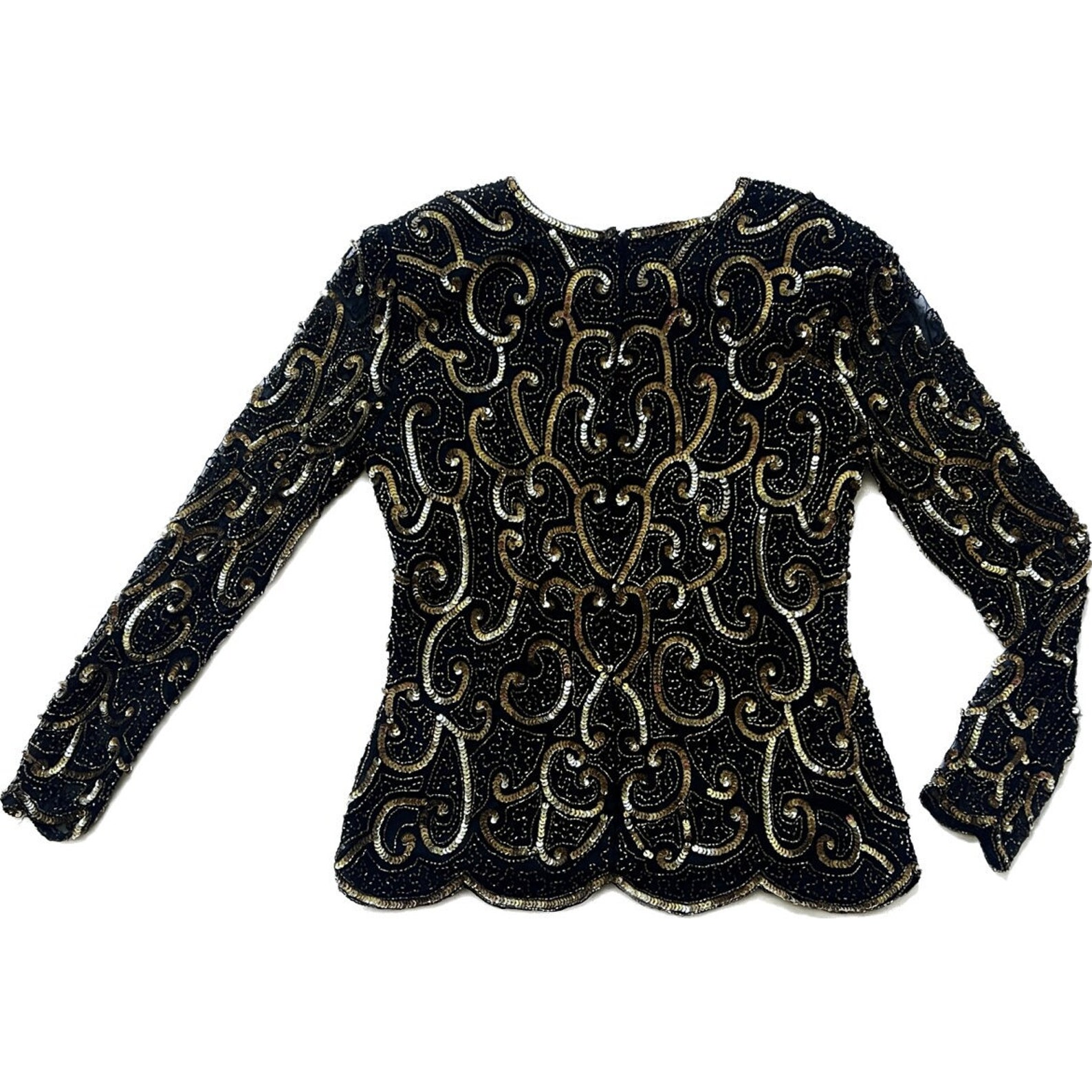 Vtg 80s Stenay Beaded Sequin Evening Top Silk Black Embellished Top - Etsy