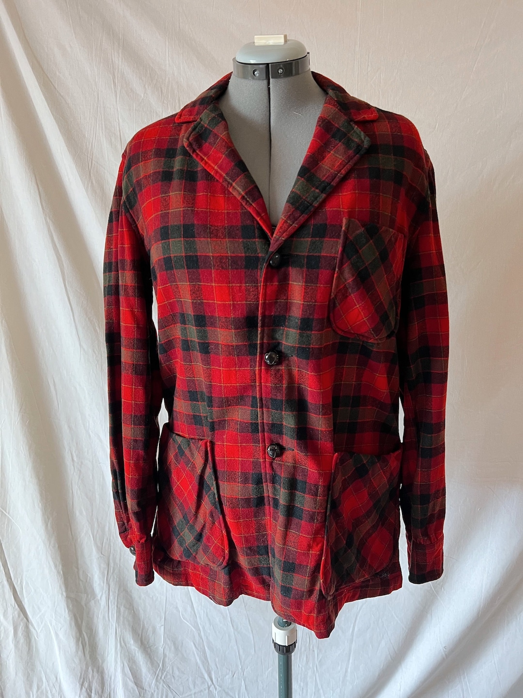 Vintage Pendleton Red Shadow Plaid Wool 49er Jacket Men's S - Etsy