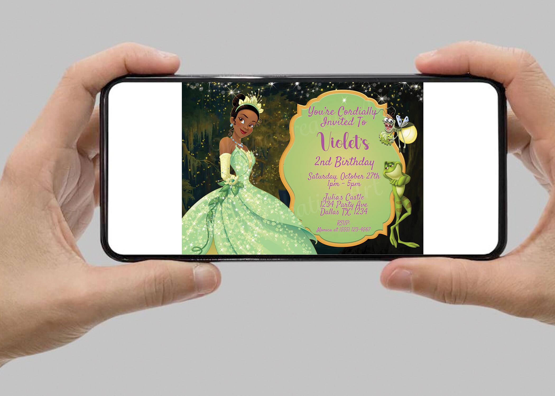 Princess Tiana Digital Invitation, Princess and the Frog Birthday ...