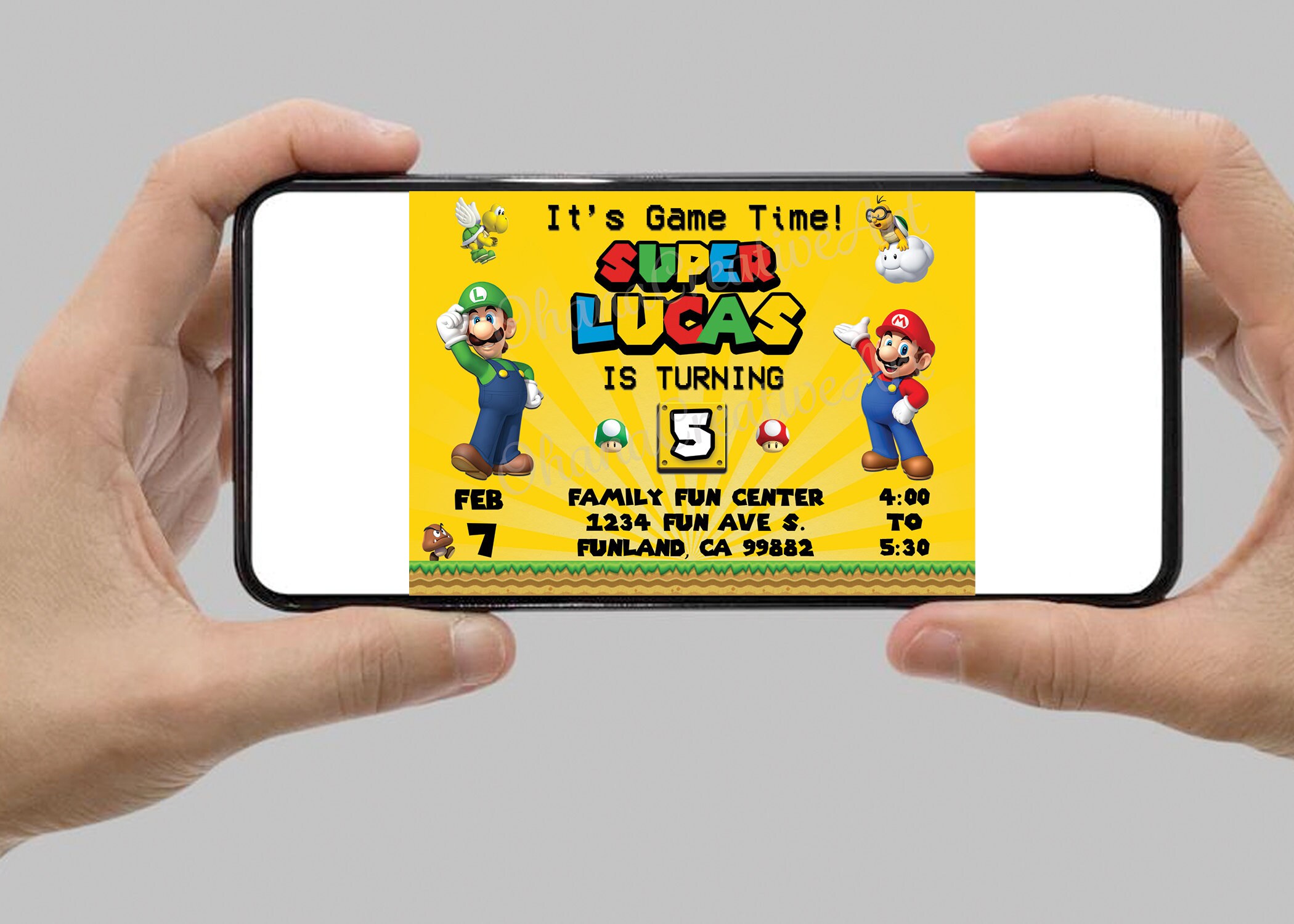 Mario Invitation, Super Mario Brothers Digital Invitation, Mario Bros ...