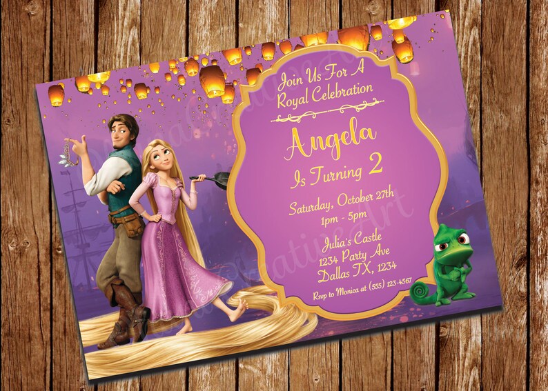 Rapunzel Tangled Invitation, Tangled Birthday Card, Tangled Digital ...
