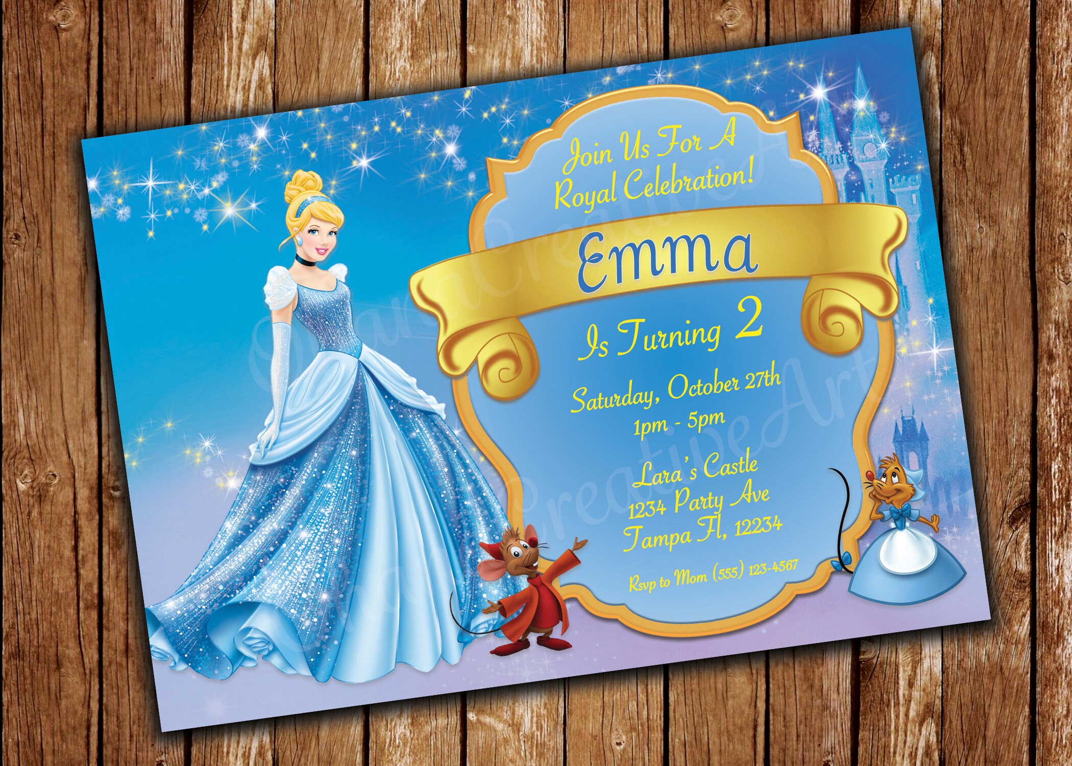 Cinderella Invitation, Cinderella Birthday Invitation, Cinderella ...
