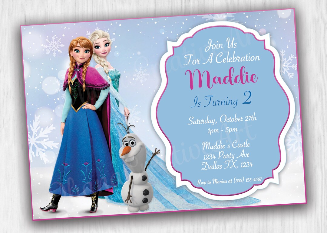 Frozen Digital Invitation, Frozen Birthday Card - Etsy