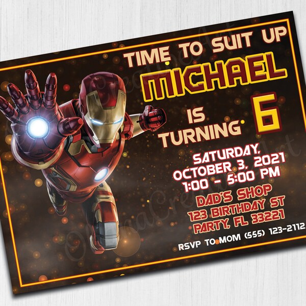 Iron Man Birthday Card Invitation - Etsy