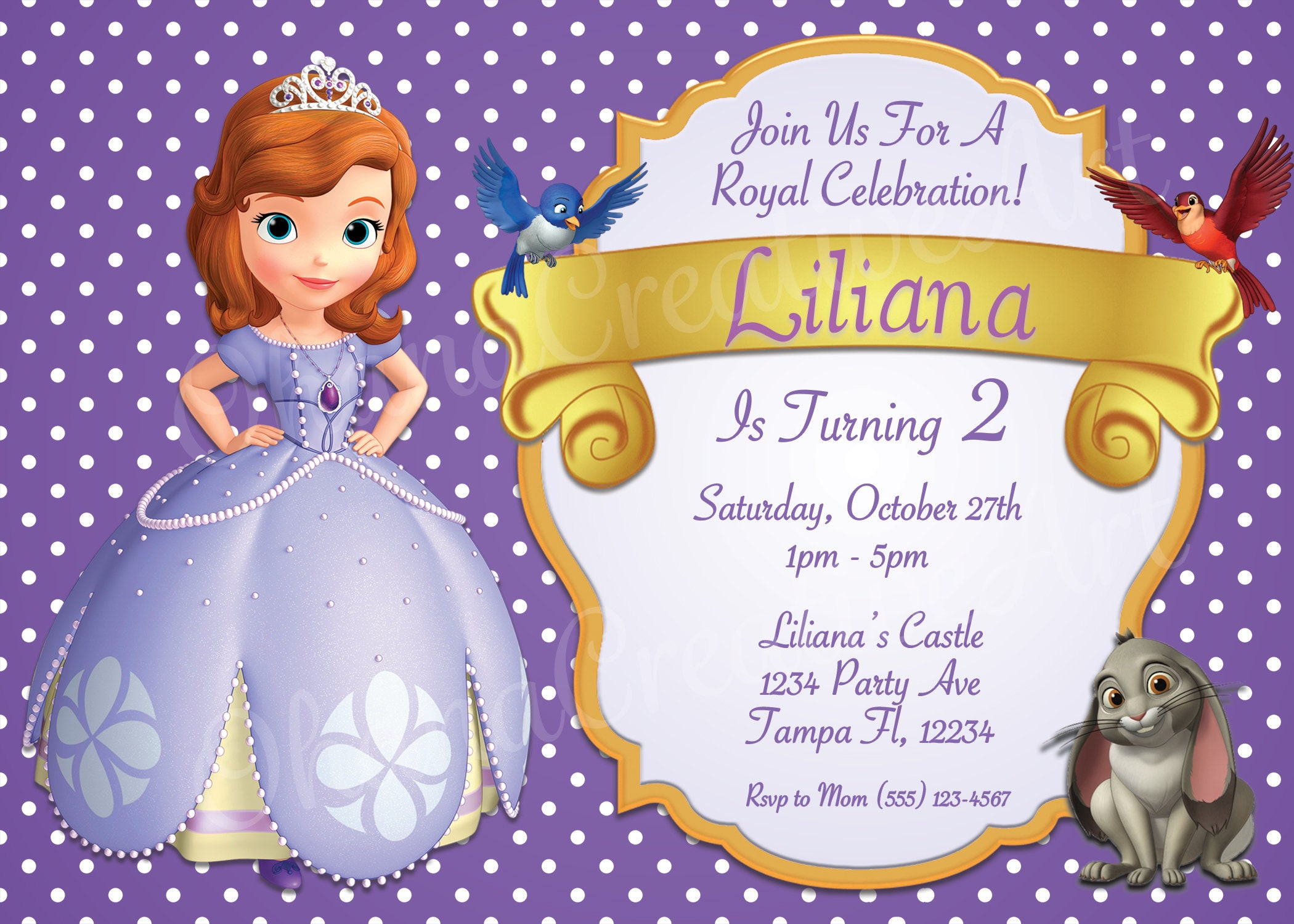 Sofia the First Invitation, Princess Sofia Digital Invitation - Etsy