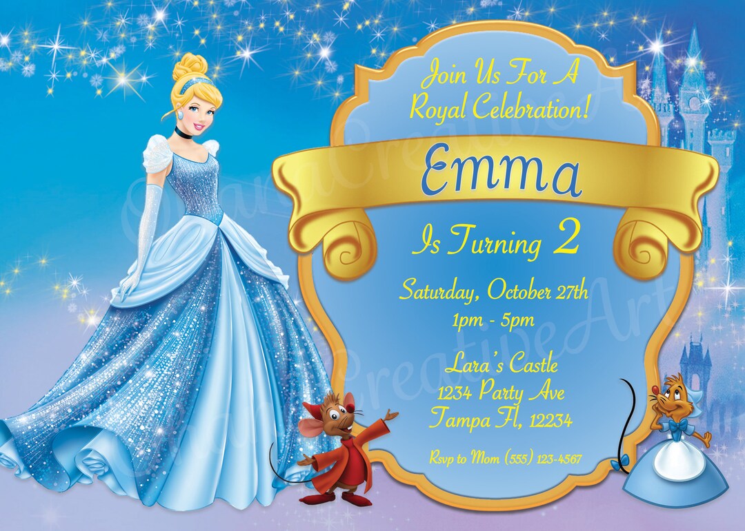 Cinderella Invitation, Cinderella Birthday Invitation, Cinderella ...