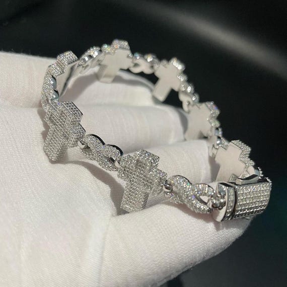 Mens diamond cross bracelet store